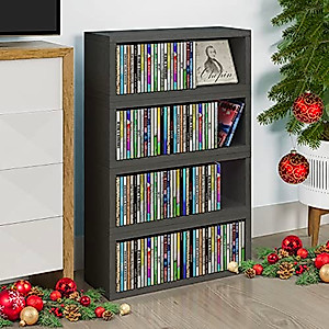 Way Basics Stackable Media Storage Rack Shelving and Organizer - Holds 40 CDs, Charcoal Black