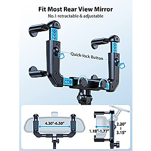 VICSEED Upgraded Magnetic Phone Mount for Car, [Big Rear Mirrors Friendly] Rear View Mirror Phone Holder, Strong Magnet Cell Phone Holder Car Cradle Hands Free Car Mount Fit All Mobiles & Vehicles