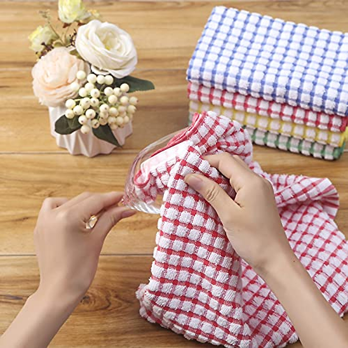 Oeleky Dish Towels for Kitchen 15x26 Inches, Pack of 8 Cotton Kitchen Towels for Drying Dishes, Absorbent Bar Mop Towels (Multi, 15x26 inches)