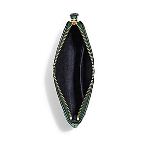 COACH Signature Leather Corner Zip Wristlet Everglade