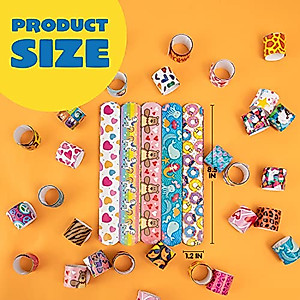 JOYIN 144 Pcs Slap Bracelets for Kids Bulk Wristbands with Animals, Friendship, Heart Print 36 Designs, for kids Easter Party Favors, Valentine Classroom Prizes Exchanging Gifts
