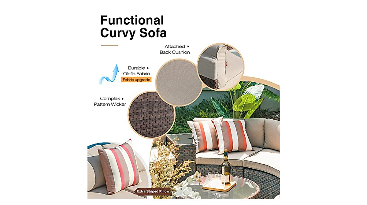 SUNSITT Half Moon 11-Pc Outdoor Sectional Patio Set