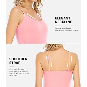 Air Curvey 4 Piece Women's Camisole Tops Basic Undershirts Camisoles Adjustable Spaghetti Strap Tank Top Black Gray White Pink M