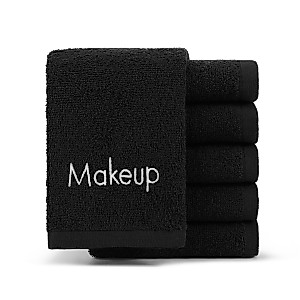 Arkwright Makeup Towels - Pack of 6 - Soft & Gentle Cotton Washcloth Face Make Up Remover, Reusuable Eraser Cloth Essentials for Hosts & Artists, 13 x 13 in, Black