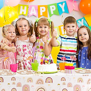 Boho Rainbow Party Supplies Boho Rainbow Baby Shower Tableware Set Including Paper Plates Napkins Tablecloth for Boho Birthday Party Baby Shower Decorations Supplies