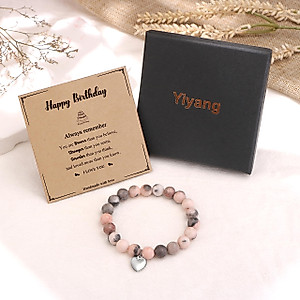 Yiyang Birthday Gifts for Women Sister Mom Friends Sister Wife Friendship Bracelets 18th 21st 50th 60th Birthday Natural Stone Healing Bracelets Beads Happy Birthday Gifts for Women Aunt Grandma