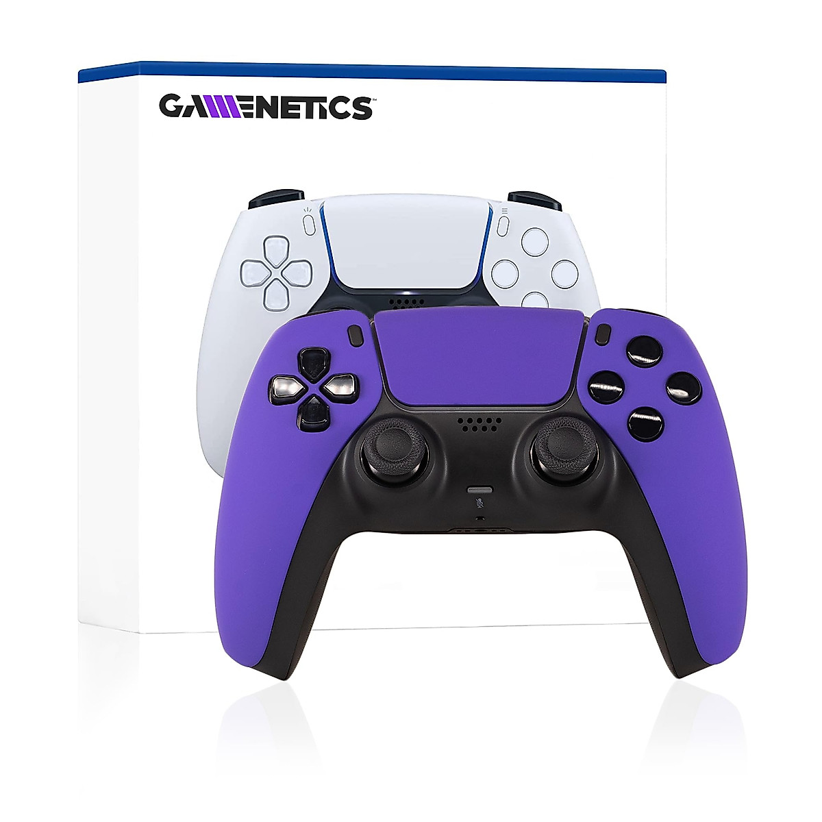 Gamenetics Custom Official Wireless Bluetooth Controller Compatible with PS Console - PC - Un-Modded - Video Gamepad Remote (Soft Touch Purple)