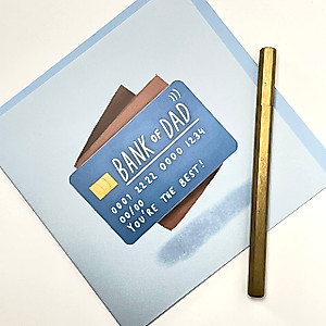 Old English Co. Bank Of Dad Happy Birthday Card - Funny Joke Greeting Card for Her from Son or Daughter | Cute and Fun Father's Day Card | Blank Inside & Envelope Included