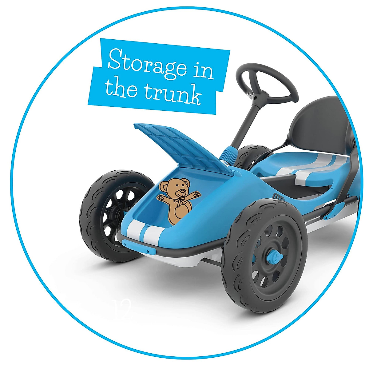 Chillafish Monzi RS: Pedal Go-Kart for Kids 3-7 Years, Folds Down for Easy Storage and Adjustable Seat Without Tools, Airless no-Puncture RubberSkin Tires, and Wall Mount for Easy Storage, Red