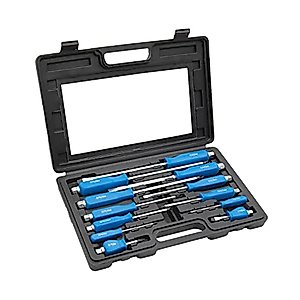 ROTATION 12PCS Magnetic Go-Thru Screwdriver Set, 6 Phillips and 6 Flat Head Tips Screwdriver for Fastening, Chiseling and Loosening Seized Screws, Multi-purpose Budget Set