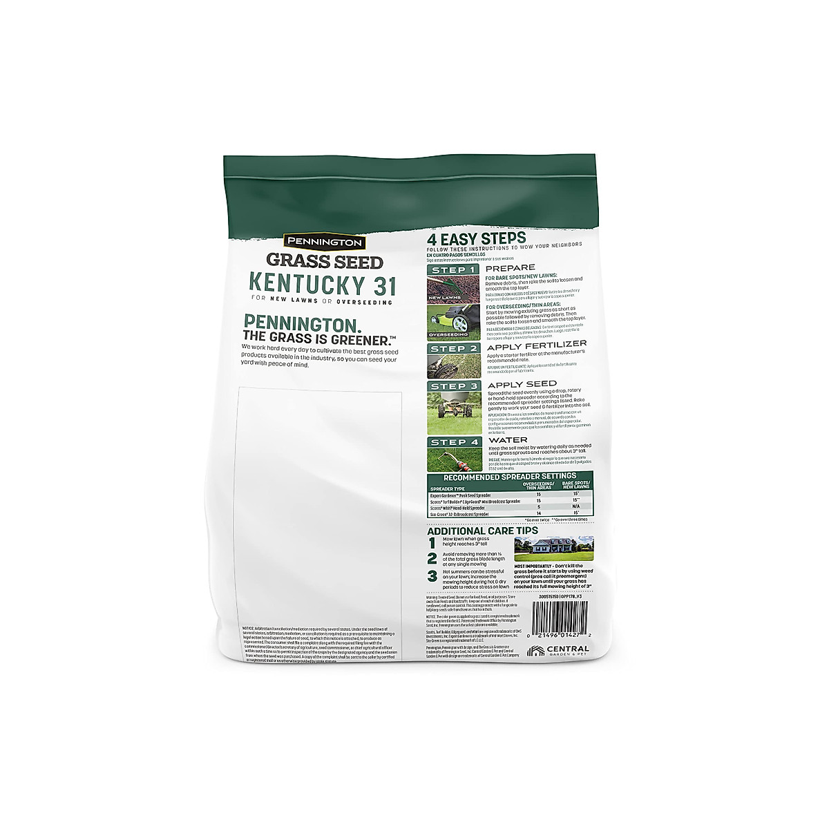 Pennington Kentucky 31 Tall Fescue Penkoted Grass Seed 3 lb, Green