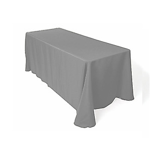 Runner Linens Factory Rectangular Polyester Tablecloth 90x132 Inches (Gray)