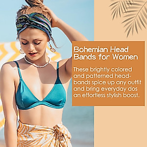 Achiou Boho Headbands for Women, Twist Knotted Head Bands for Women's Curly Hair Non Slip, Wide Turban Cloth Hairbands, Elastic Hair Accessories for Girls Yoga 6 Pack Two Size