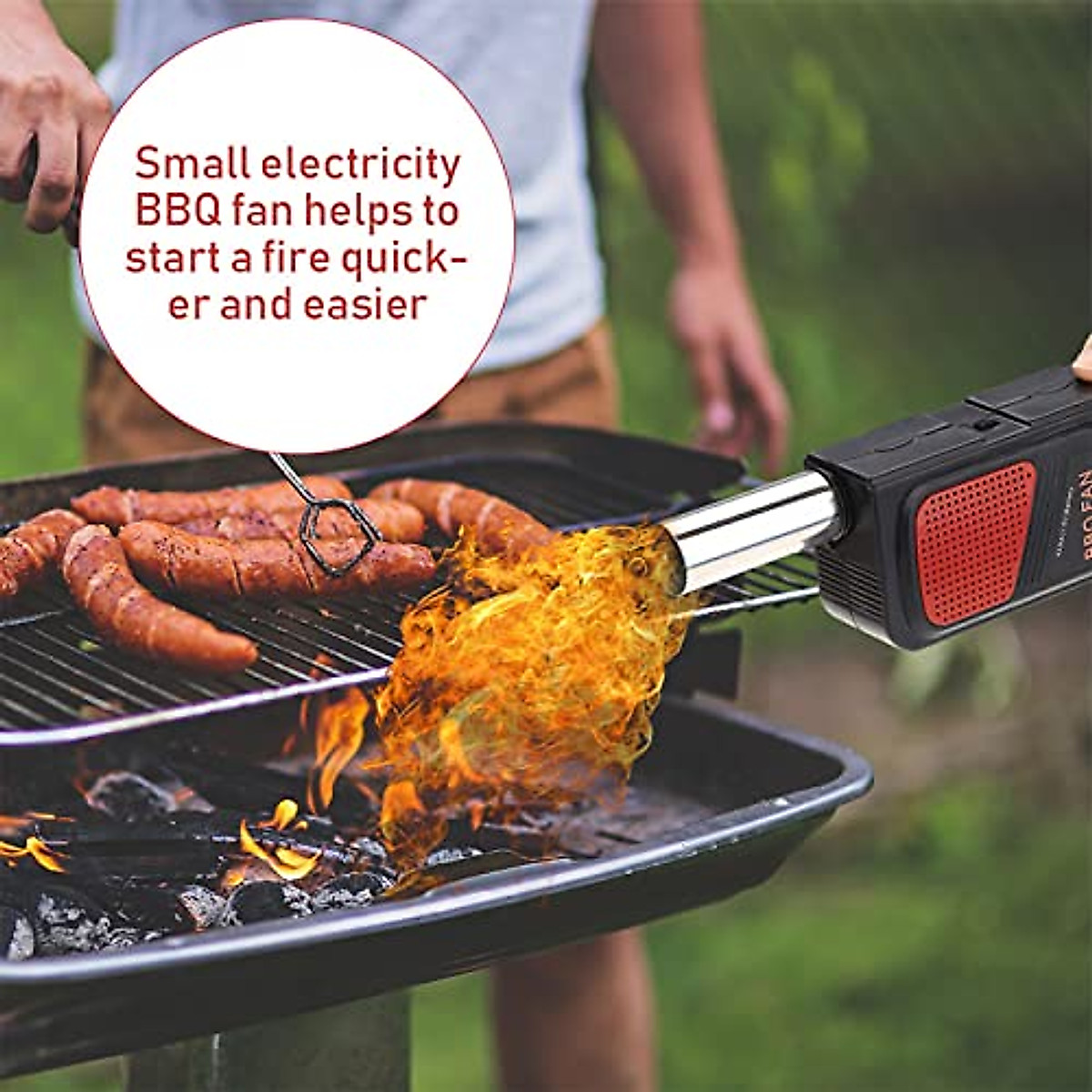Handheld Electric BBQ Fan, Portable Handheld Electric BBQ Fan Blower for Barbecue Fire Bellows Outdoor Picnic Camping Cooking Lighter Tools