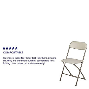 Flash Furniture Hercules Series Plastic Folding Chair - Beige - 650LB Weight Capacity Comfortable Event Chair - Lightweight Folding Chair