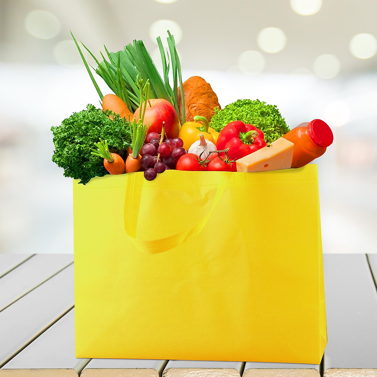 BLEWINDZ 50 Pcs Large Gift Bags with Handles Bulk - 16 x 6 x 12 Inch Reusable Grocery Shopping Bags - Non-Woven Tote Grocery Bags, Retail Bags, Party Favor Bags (10 Colors)