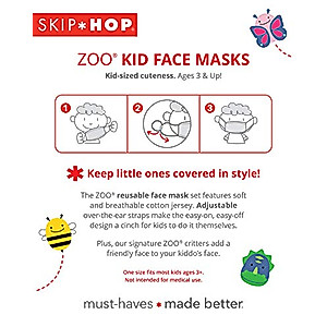 Skip Hop Kid's Face Mask, Zoo Bee, 3pk