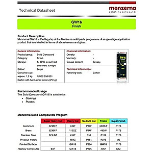 menzerna GW16 Universal Polishing Solid Finish Paste for Coatings and Plastic 1,2kg