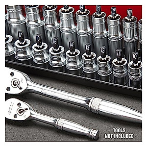 OEMTOOLS 22209 Metric 3/8 Inch Drive Socket Tray, Tool Organizers, Socket Set Organizer, Socket Holder Tray, Socket Rail