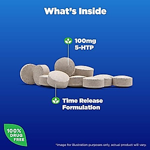 Natrol 5-HTP Time Release tablets, Promotes a Calm Relaxed Mood, Helps Maintain a Positive Outlook, Enables Production of Serotonin, Drug-Free, Controlled Release, Maximum Strength, 100mg, 45 Count