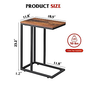 WLIVE 5 Drawer Dresser & C Side Table Set, Rustic Brown