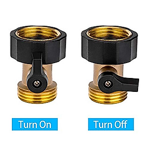 Awpeye Heavy Duty Brass Shut Off Valve Garden Hose Connector，3PCS 3/4" Water Hose Single Shut Off Valve Garden Hose Connector
