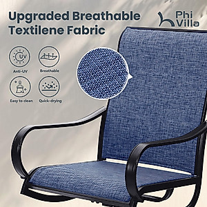 PHI VILLA 8 Piece Patio Dining Set with 13ft Patio Umbrella (Navy Blue), 6 Outdoor Swivel Dining Chairs & 1 Large Metal Dining Table with 1.57" Umbrella Hole, for Lawn Garden Backyard