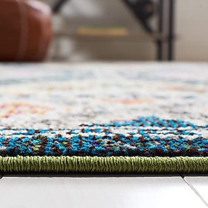 SAFAVIEH Madison Collection 6' x 9' Dark GreenBeige MAD481Y Boho Non-Shedding Living Room Dining Bedroom Area Rug