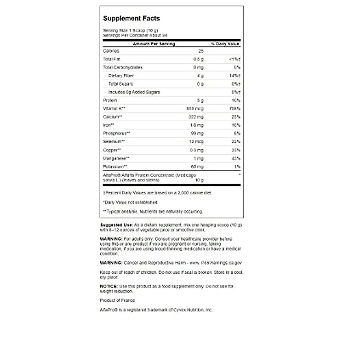 Swanson Alfapro Non-GMO Alfalfa Protein Concentrate 12 Ounce (340 g) Pwdr