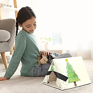 Y-DSIWX Guinea Pig House Bed, Rabbit Large Hideout, Small Animals Nest Hamster Cage Habitats Yellow Ribborn Christmas Tree