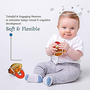 Wristy Buddy Teething Ring for Babies 0-6 8 10 12 Months | Cute Soft Football Teething Toys & Gloves | Baby Teething Relief Toy Pack | Infant Chew Toys for 3-6 Months, 1 2 3 Years