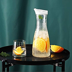 2Pcs Plastic Water Pitcher Clear Juice Containers with Flip Top lids - Narrow Neck for Easy Grip Wide Mouth - Juice carafe for Iced Tea, Powdered Juice, Cold Brew, Mimosa Bar (1550ml / 52.4oz)
