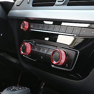 3 Pcs Car Aluminum Alloy Rear View Mirror Adjustment and Volume Knob Cover Trim Compatible with Toyota Supra GR A90 A91 MK5 2018 2019 2020 2021 2022 2023 2024 BMW Series 1 2017 2018 2019 2020 (Red)