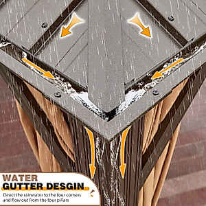 EROMMY 12'x20' Hardtop Gazebo Double Roof Galvanized Steel Canopy Outdoor Aluminum Frame Permanent Metal Pavilion with Netting and Curtains for Patio Backyard Deck and Lawns