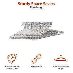 Amazon Basics Stainless Steel Clothes Hangers, 50-Pack, Silver