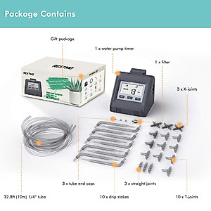Automatic Watering System for Potted Plants, Micro DIY Self Drip Irrigation Kit with Programmable Water Pump Timer, Large Angled Display, Easy to Read, Ideal for Indoor Greenhouse Plants and Flowers
