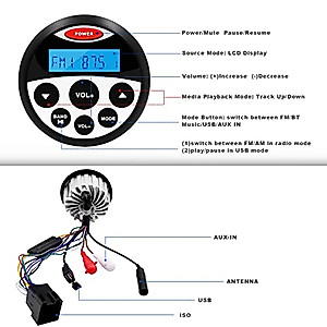 GUZARE Marine Stereo Audio Package - MP3 USB AM FM AUX in Marine Gauge Stereo Bluetooth Receiver Waterproof Radio with 1 Pair 4 Inch White Marine Speakers 304-4001W