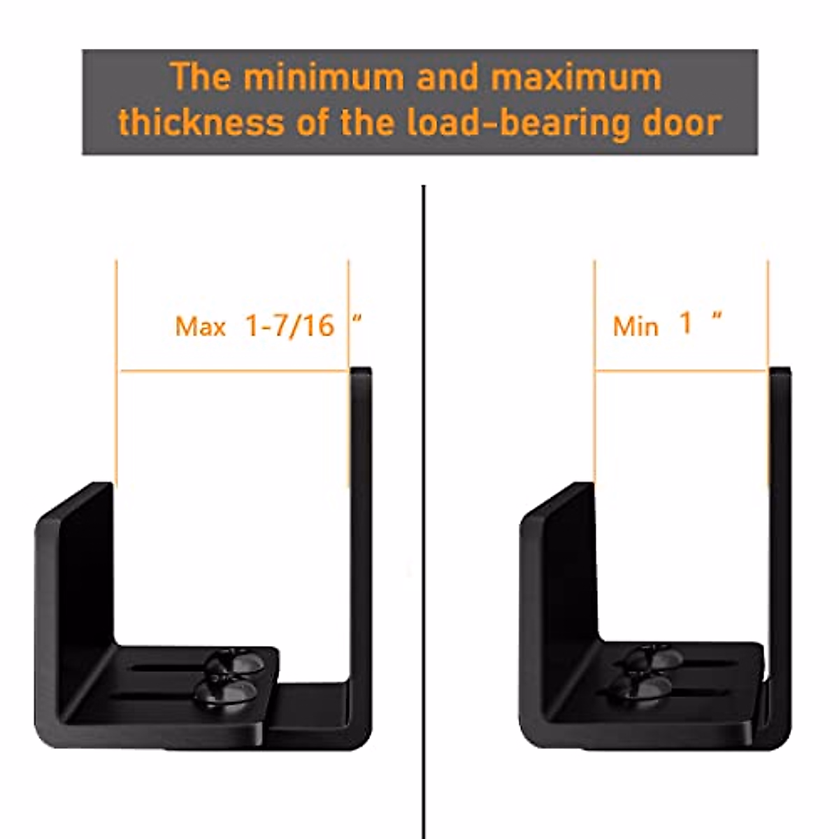 JUGREAT Barn Door Floor Guides Sliding Door Hardware Matte Black Wall Mount Up to 1-3/8"W 1-1/4"H (2 Pack)