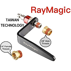 RayMagic Steel Pneumatic Tool Rafter Hook Hanger, Lightweight, Durable,Reusable Metal Organaizer Adjustable Easy Install Hooks with 1/4" Air Tool Swivel Fitting, for Air Nailer, 2-Piece