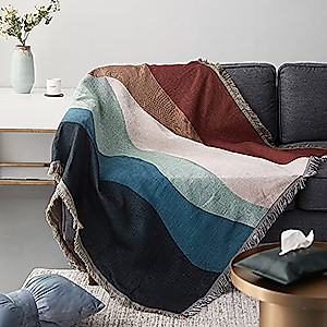 ESTELLEF Boundless Hill Sea Sofa Throw Blanket for Couch Bed Soft Decorative Woven Knit Throws Reversible Dust-Proof Line Blanket for Chair,Sofa,Living Room,Bedroom (Size : 180x260cm/70.8x102.3in)