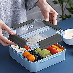 Healthy Human On The Go Bento Lunch Box with Stainless Steel Trays for - Blue