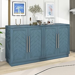 LUMISOL Farmhouse Kitchen Sideboard Buffet Cabinet with Storage Doors and Adjustable Shelf Wood Storage Cabinet for Living Dining Room