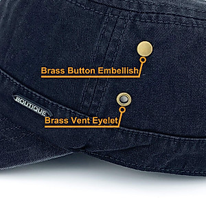 Masktide Vintage Cadet Hats for Women Fitted XL Distressed Army Caps Black