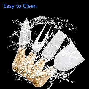 Fasmov 8 Pieces Cheese Knives Set with Acacia Wood Handle, Stainless Steel Mini Cheese Knife Set for Charcuterie and Cheese spread, 2 Cheese Knife, 2 Cheese Shaver, 2 Cheese Spreader, 2 Cheese Fork