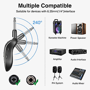 JAMELO Wireless Microphones, Metal Dual Handheld Dynamic Mic, Microfonos Inalambricos with 2.4Ghz Rechargeable Receiver, Over 10H Duration, 150ft Range,Microphone for Singing, Karaoke,Speech, Wedding