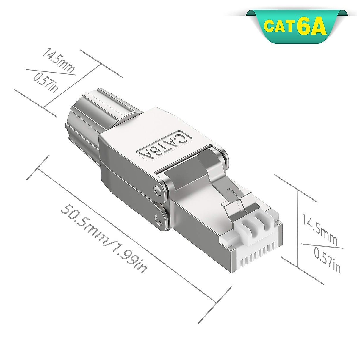 VCELINK RJ45 Cat6A Connectors Tool-Free Reusable Shielded Ethernet Termination Plugs for 23AWG SFTP UTP Cable, 10G Easy Internet Plug, Fast Field Installation 4 Pack