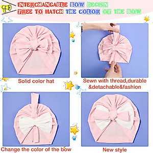 Newborn Girl Turban Hat Gloves Set, Include 4 Pieces Infant Girls Headwraps Toddler Hats and 4 Pairs Infant No Scratch Mittens Gloves (Bowknot Style)