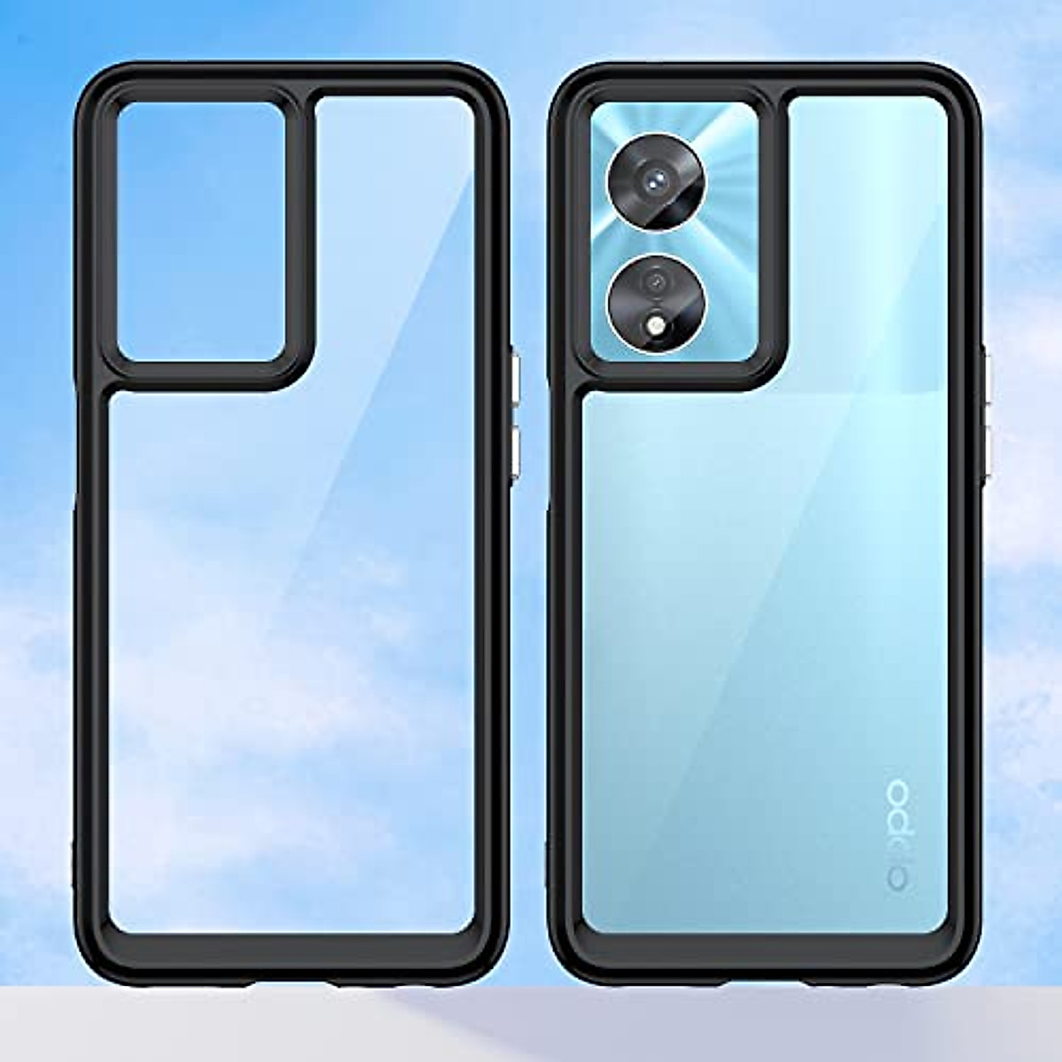 DFTCVBN Phone Case for OnePlus Nord N300 Case, Oppo A57 CPH2389 OnePlus N20 SE Case with Screen Protector, Soft Bumper with Clear Crystal PC Hard Back Shockproof Cover for OnePlus Nord N300 5G Black