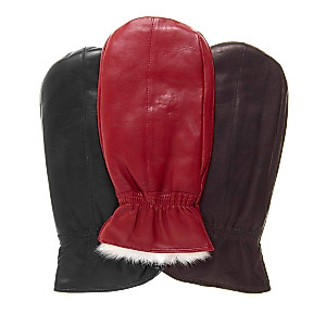 Pratt and Hart Park City Women's Rabbit Fur Lined Mittens Size L Black