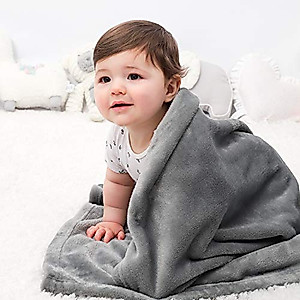 TILLYOU Micro Fleece Plush Soft Toddler Blanket for Boys Girls - Large Lightweight Crib Blanket for Baby Bed Lounger - Fuzzy Warm Cozy Blanket for Daycare Preschool Naptime Oversized 40x50 Gray